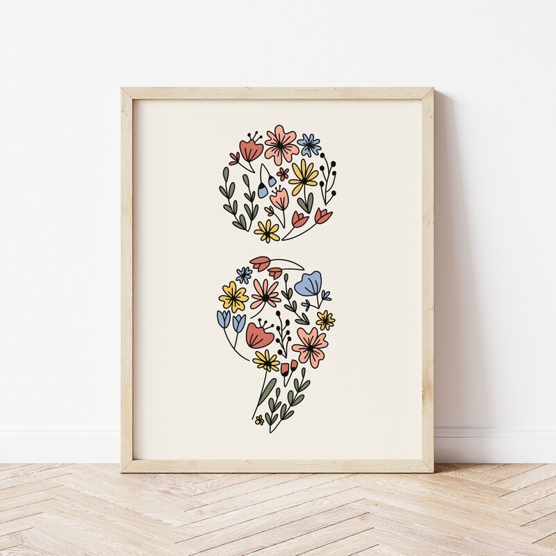 Semicolon Wall Art - Etsy
