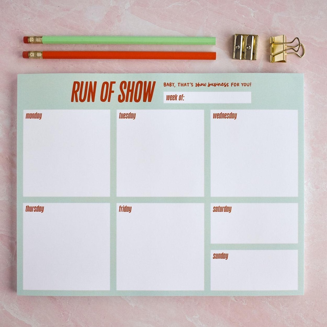Run of Show Weekly Planner Notepad | TS Desk Accessories for Her - Etsy