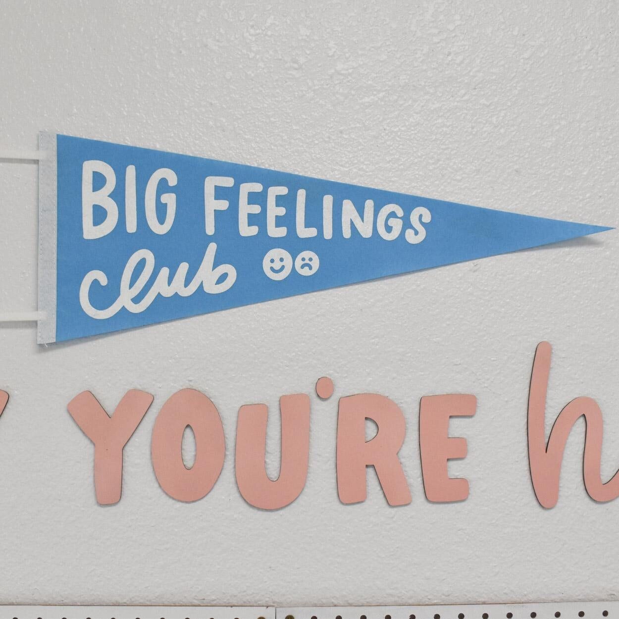 Big Feelings Club Pennant Flag | Cute Mental Health Wall Decor for Kids ...