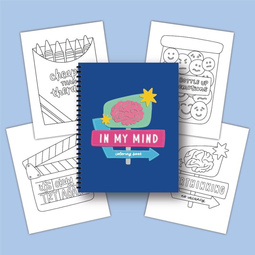 In My Mind Mental Health Coloring Books for Adults and Kids Art Therapy ...