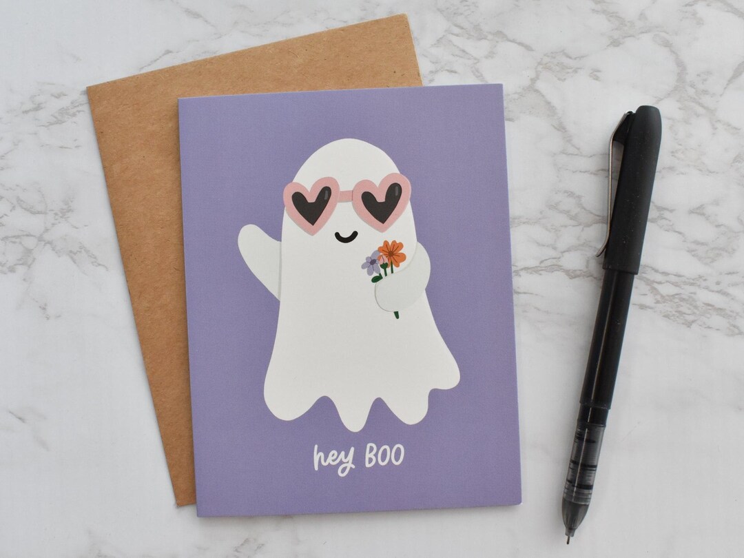 Hey Boo Greeting Card | Blank Everyday Gift for Her - Etsy