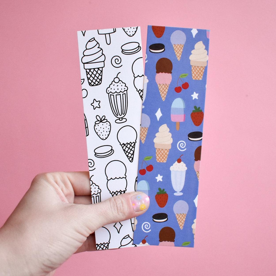 Ice Cream Bookmark | Double-sided Print With Sweet Treat Doodles | Full ...