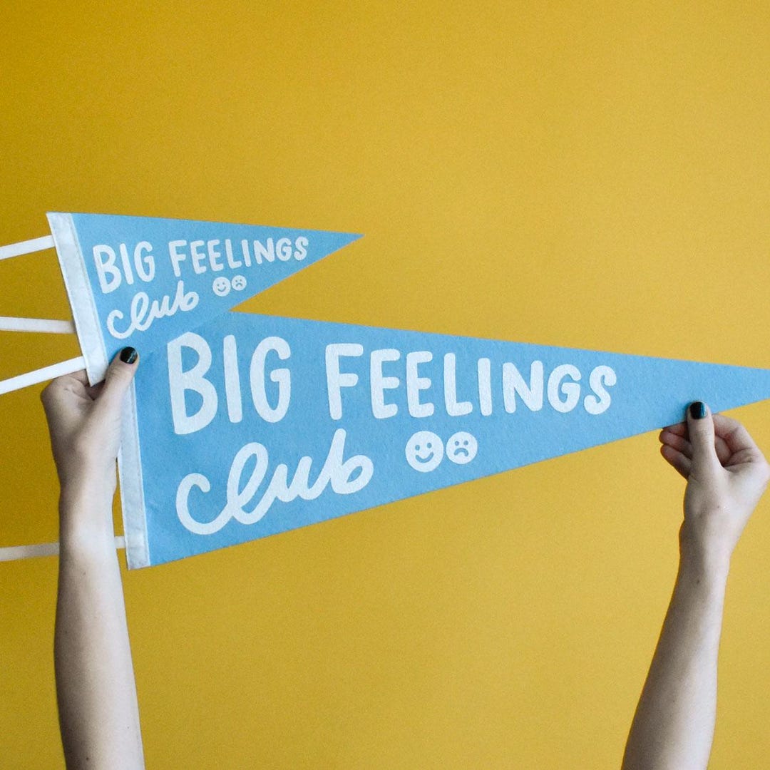 Big Feelings Club Pennant Flag | Cute Mental Health Wall Decor for Kids ...