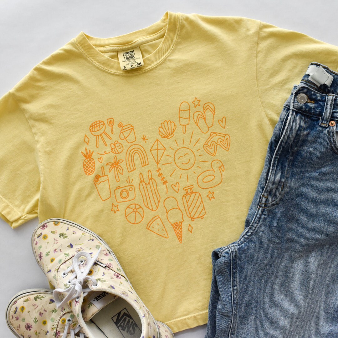 Summer Heart Tee | CROPPED Comfort Colors Tee | Cute Graphic Tee for ...