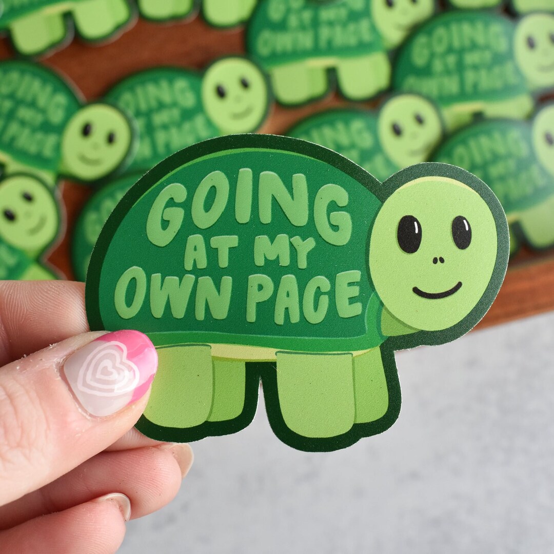 Going at My Own Pace Turtle Sticker | Cute Decal for Laptop and Water ...