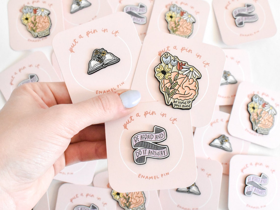 Floral Book Pin Cute Book Enamel Pin Floral Accessories - Etsy