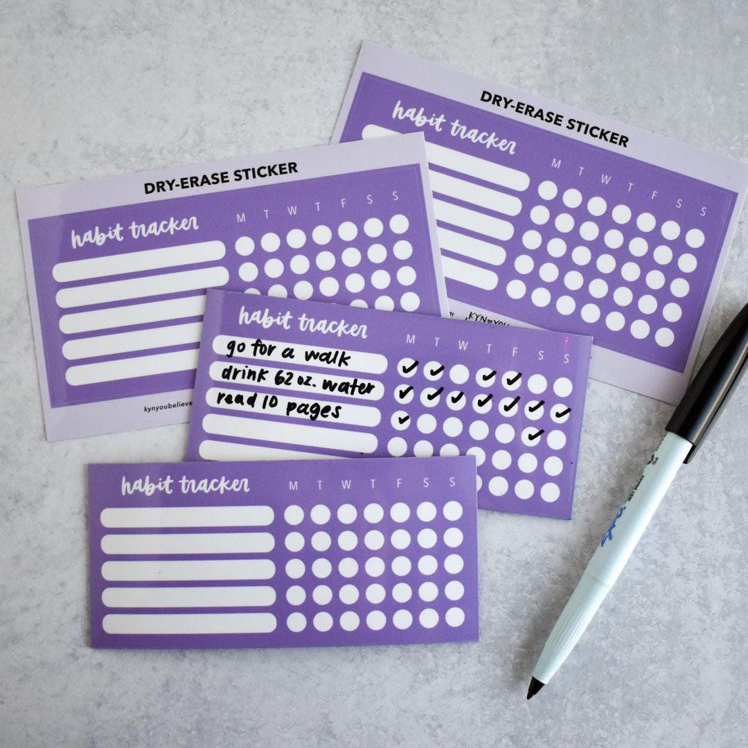 Weekly Habit Tracker Magnet | Dry Erase for Fridge or Locker - Etsy
