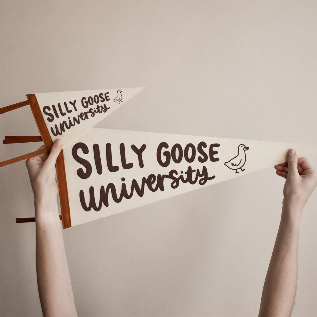 Silly Goose University Pennant Flag | Funny College Wall Decor for ...