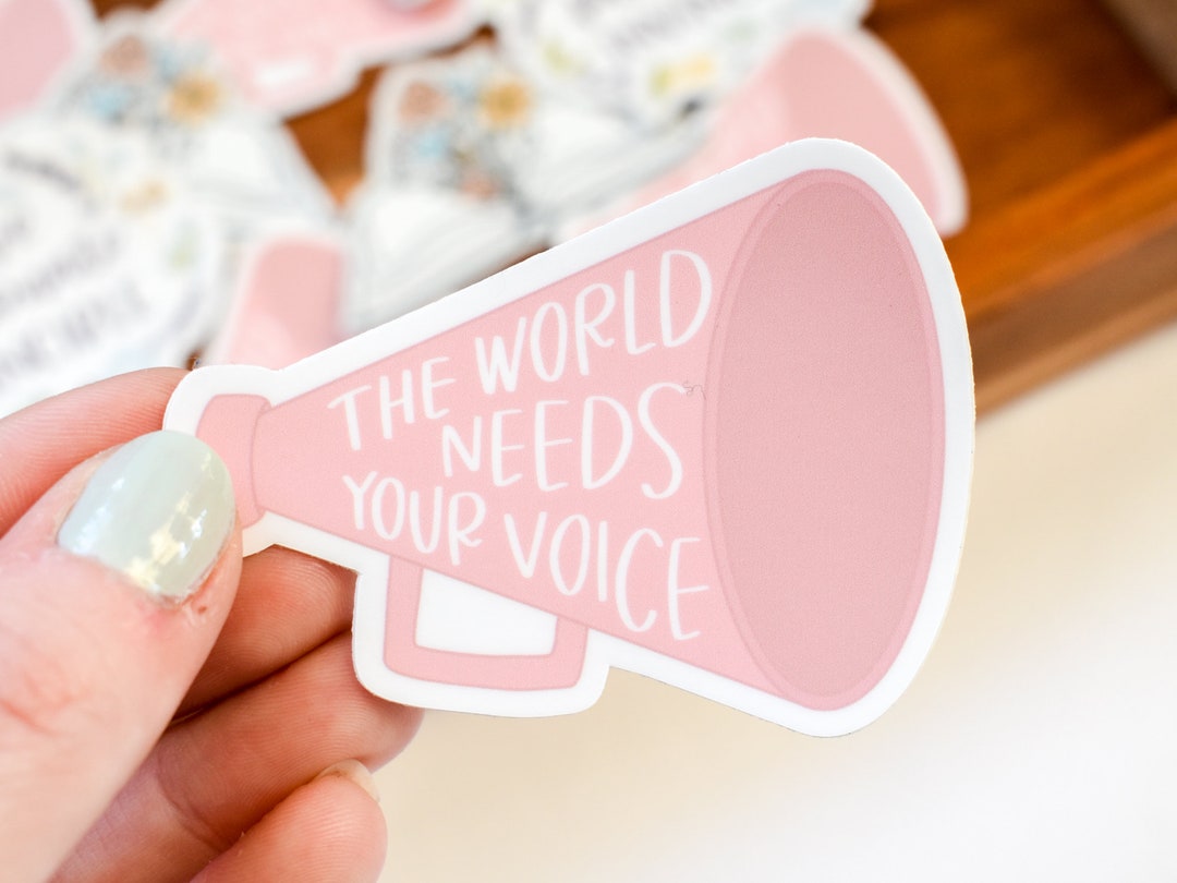 The World Needs Your Voice Megaphone Sticker | Cute Laptop Sticker ...