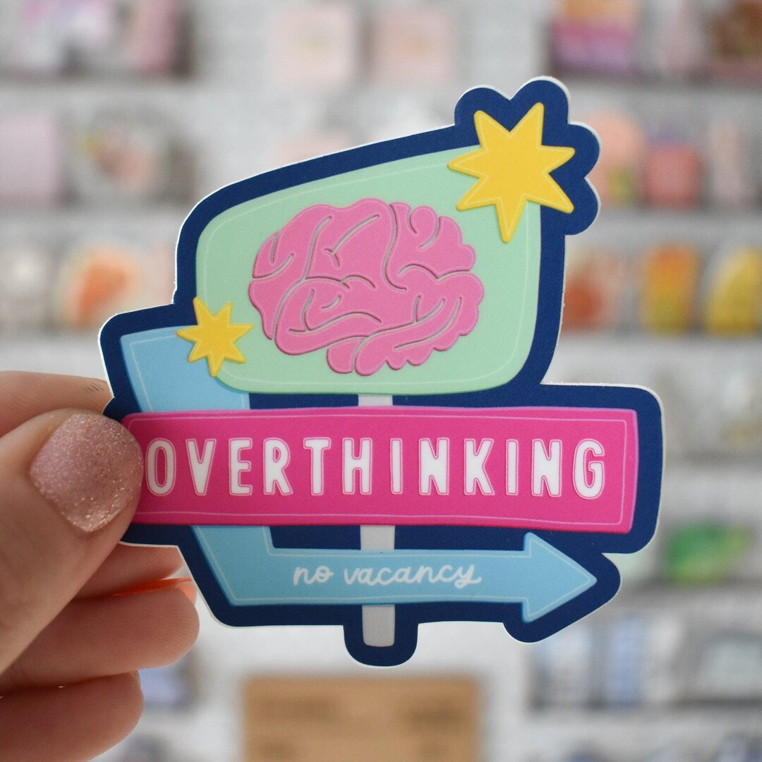 Overthinking Motel Sign Sticker | Retro Mental Health Sticker for ...