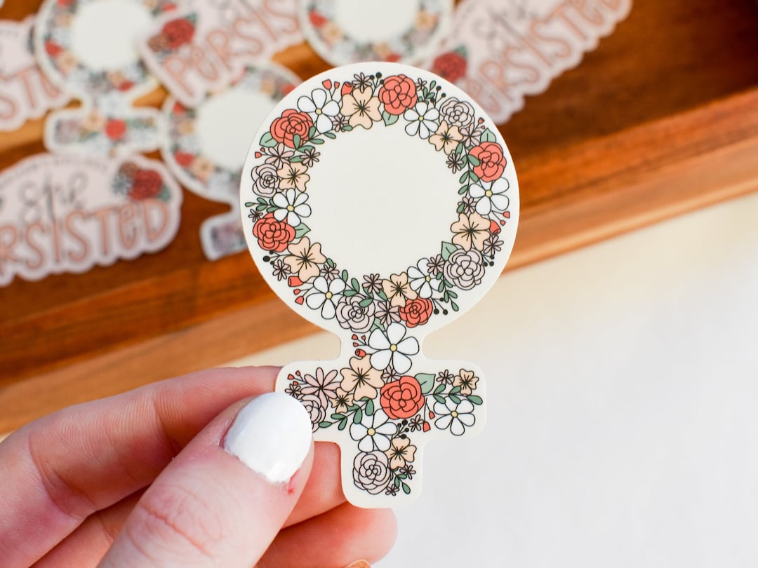 Floral Female Symbol Sticker | Cute Feminist Sticker for Water Bottle ...