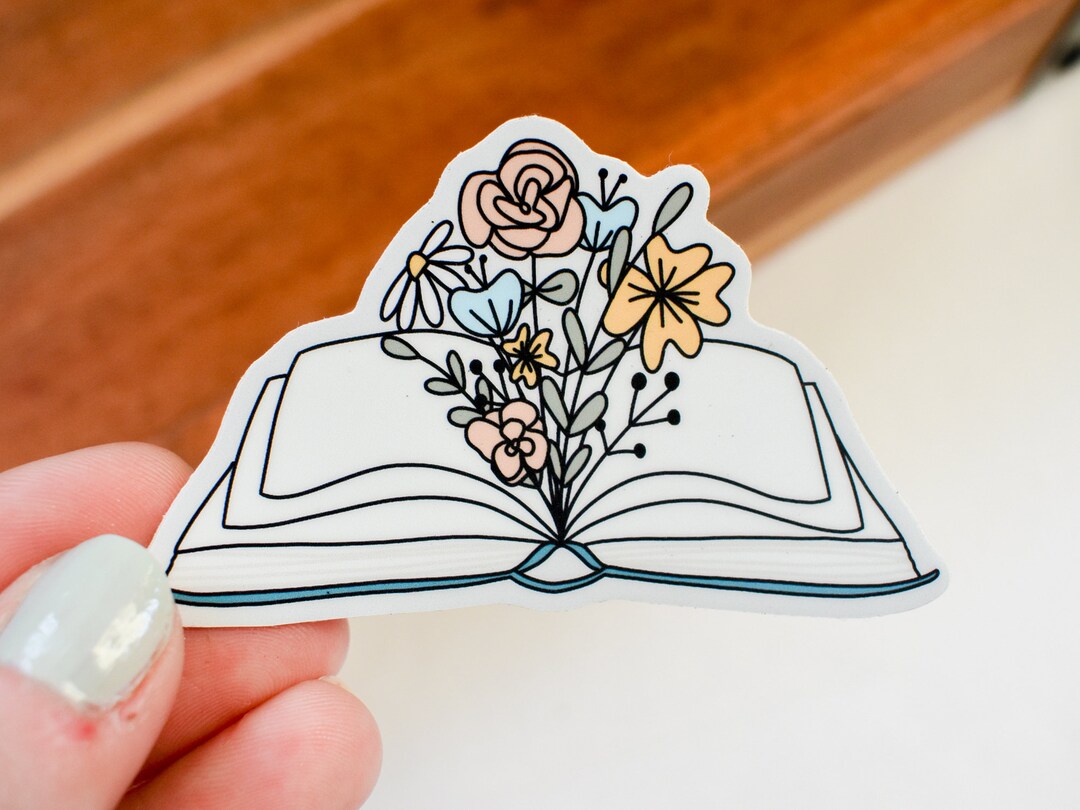Floral Book Sticker | Cute Book Sticker for Laptop | Floral Water ...