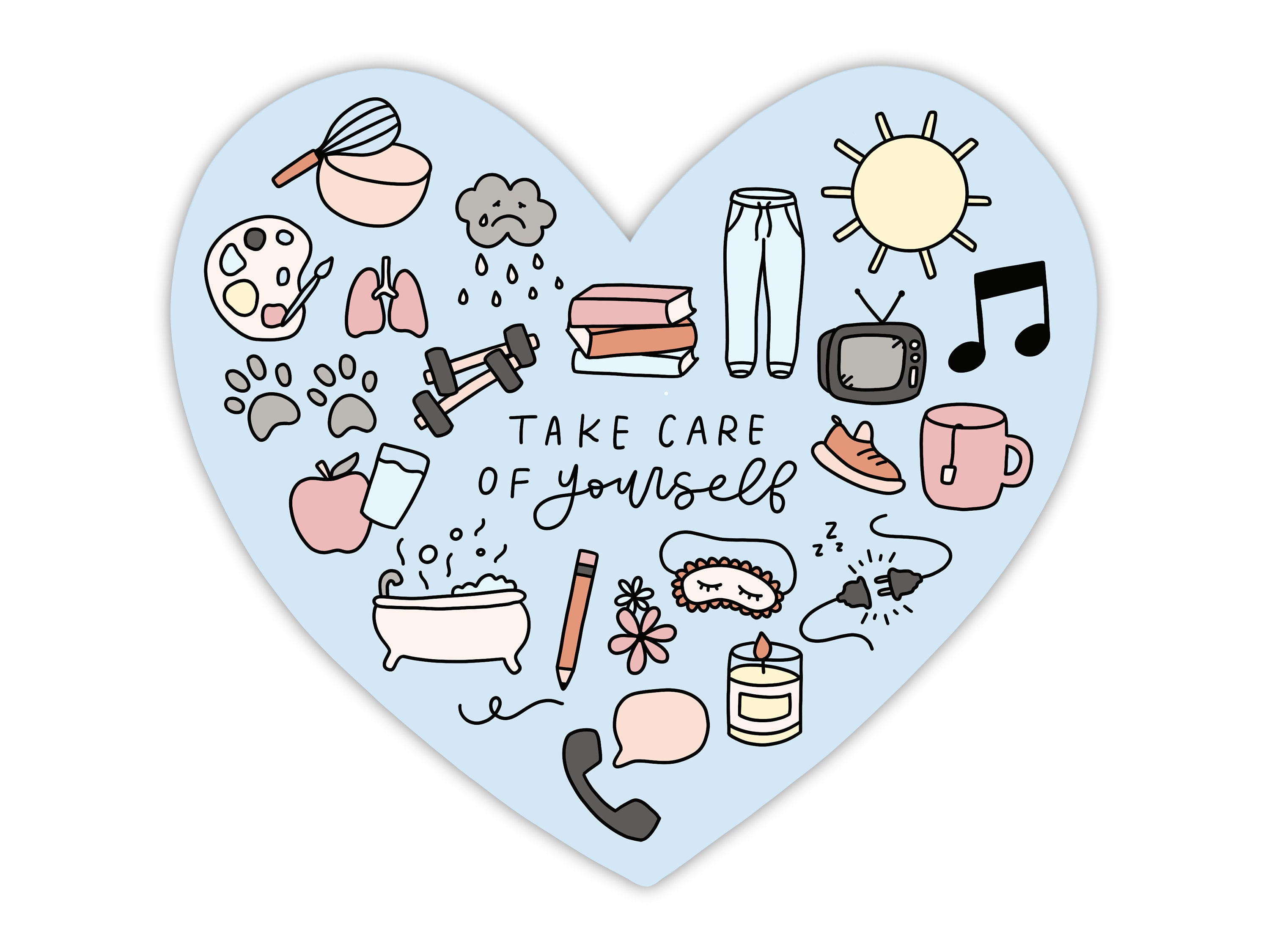 Take Care of Yourself Heart Sticker Mental Health Sticker - Etsy