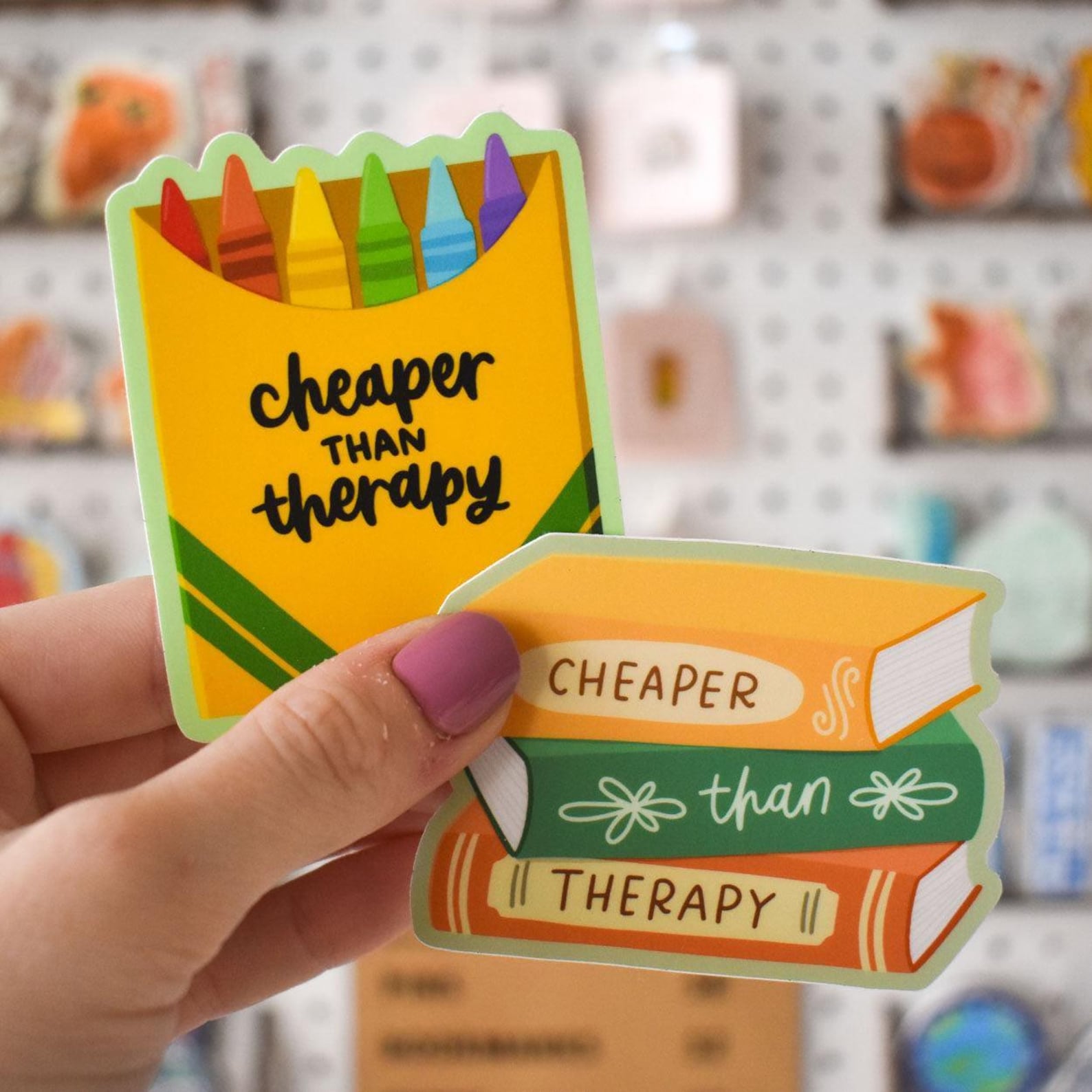 Cheaper Than Therapy Book Stack Sticker | Bookish Mental Health Vinyl ...