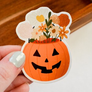 Floral Pumpkin Sticker Cute Fall Sticker for Laptop Autumn - Etsy