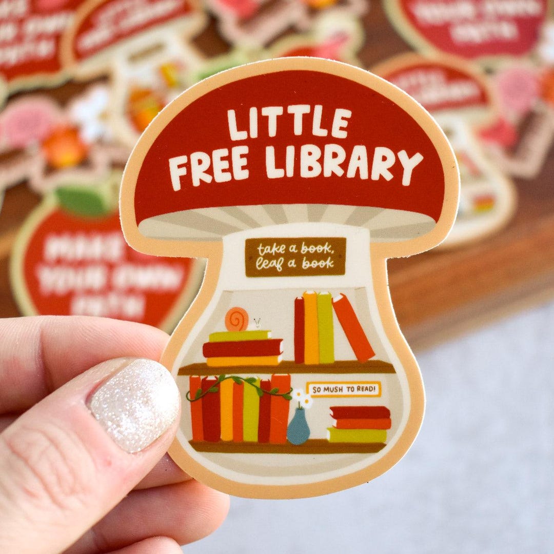 Little Free Library Sticker: Mushroom With Books (waterproof) - Etsy