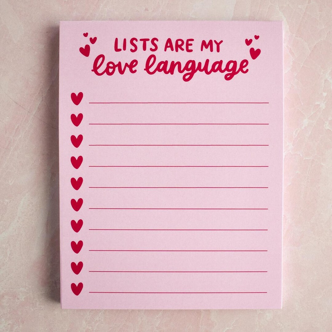 Lists Are My Love Language Notepad - Daily Checklist With Tear-away ...