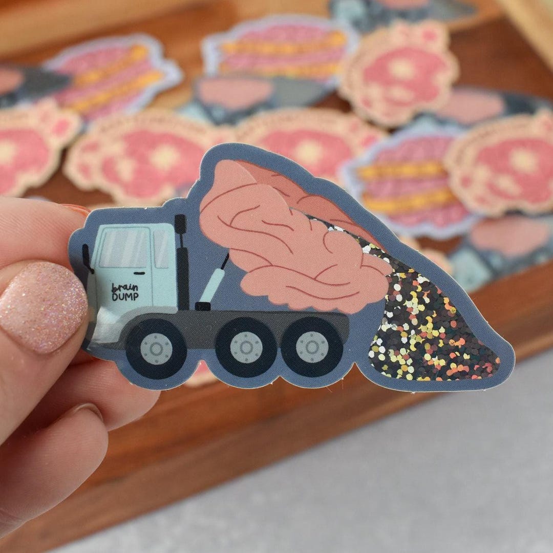 Brain Dump Sticker | Funny Mental Health Vinyl Decal for Laptops and ...