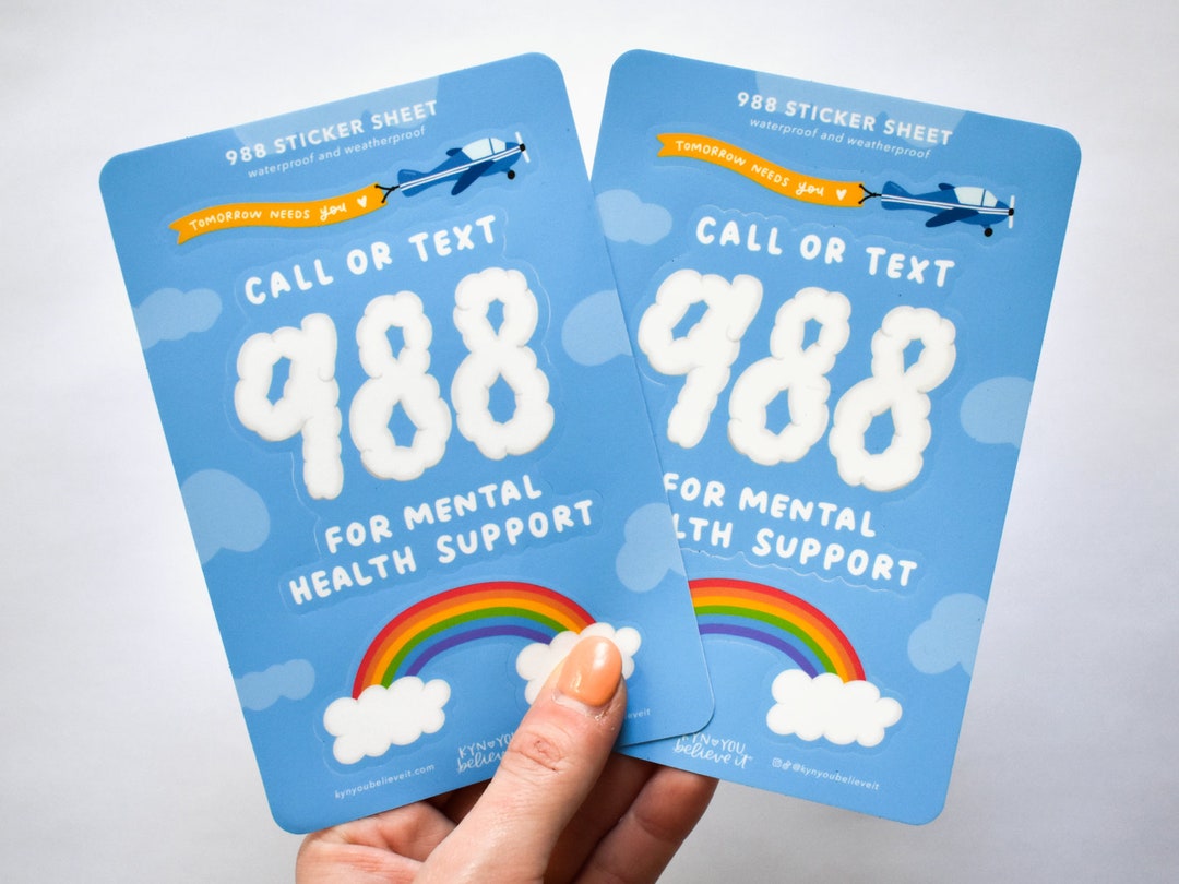 988 Hotline Sticker Sheet | Stickers for Therapists and Counselors ...