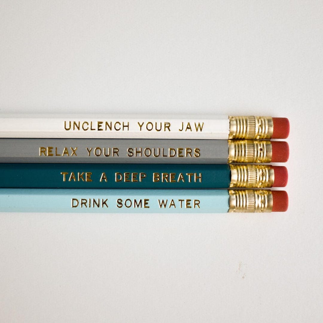 Self Care Reminders Pencils | Mental Health Gold Foiled Stamped Set of ...