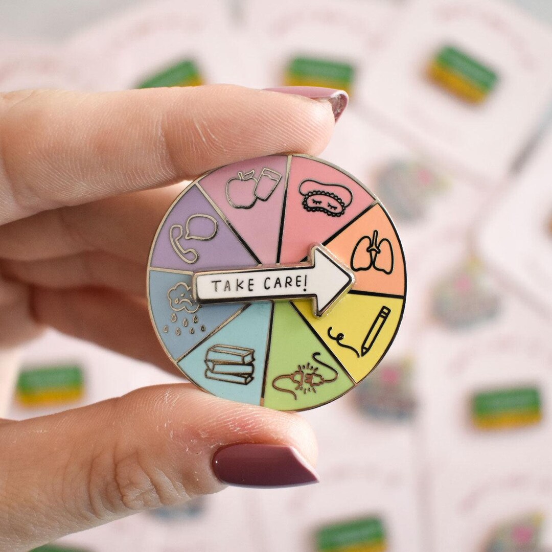 Take Care Interactive Spinner Pin | Inspirational Mental Health Enamel ...