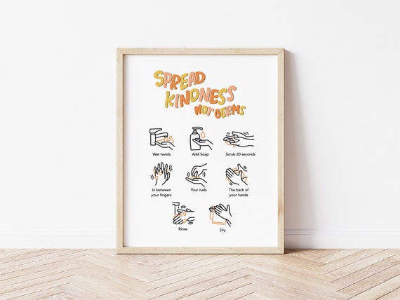Spread Kindness Not Germs Hand Washing Instructions - Etsy