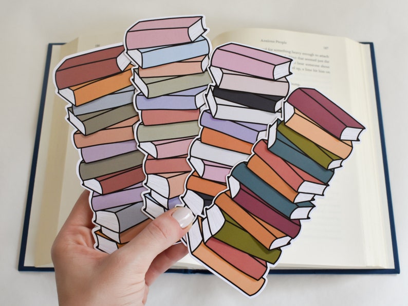 Book Stack Bookmark Book Tracker Bookmark Unique Bookmark - Etsy