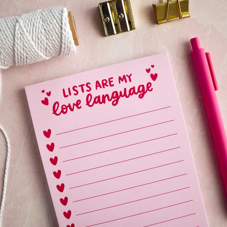 Lists Are My Love Language Notepad - Daily Checklist With Tear-away ...