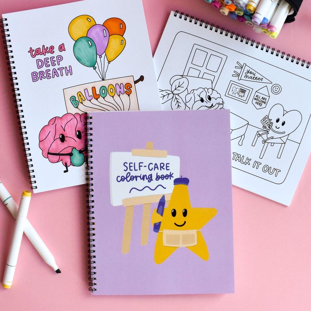 Self-care Coloring Book | Simple Mental Health Designs for Adults ...