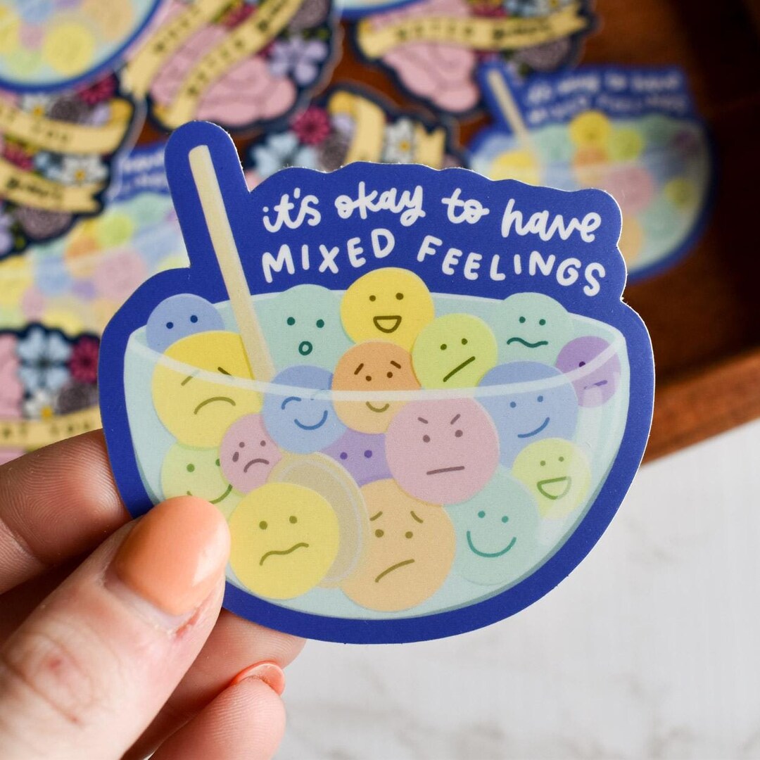 Mixed Feelings Sticker | Mental Health Sticker for Her | Laptop Decal ...