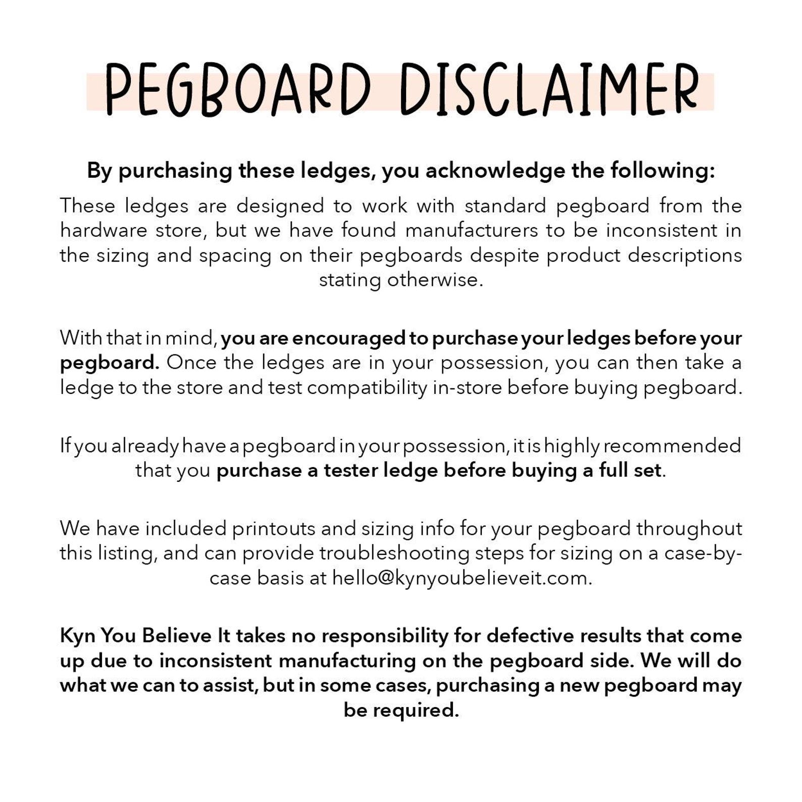 Pre-made Sticker Ledges for Pegboard | Ledges Only - PEGBOARD NOT ...