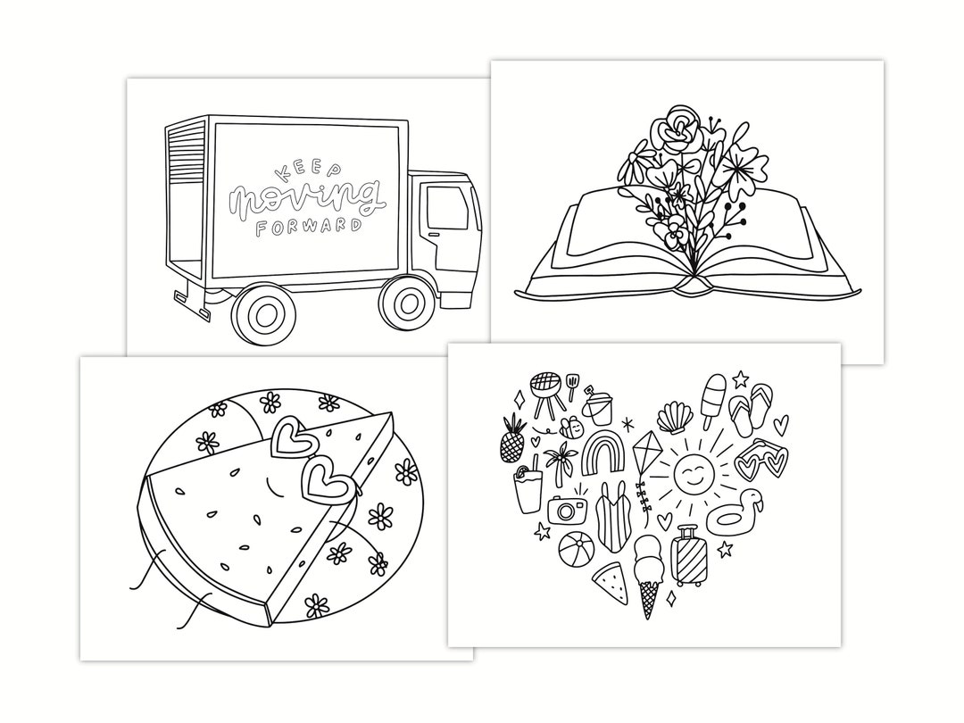 Summer Coloring Sheets Bundle - Fun Floral and Fruit Patterns - Etsy