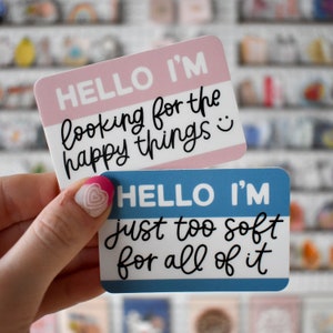 Hello / Happy Things Sticker | Cute Decal for Laptop and Water Bottle ...