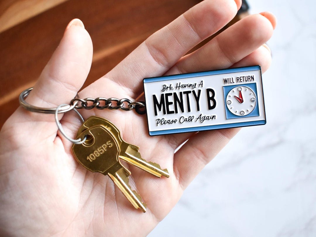 BRB, Having A Menty B Black Metal Keychain Funny Mental Health Gift ...