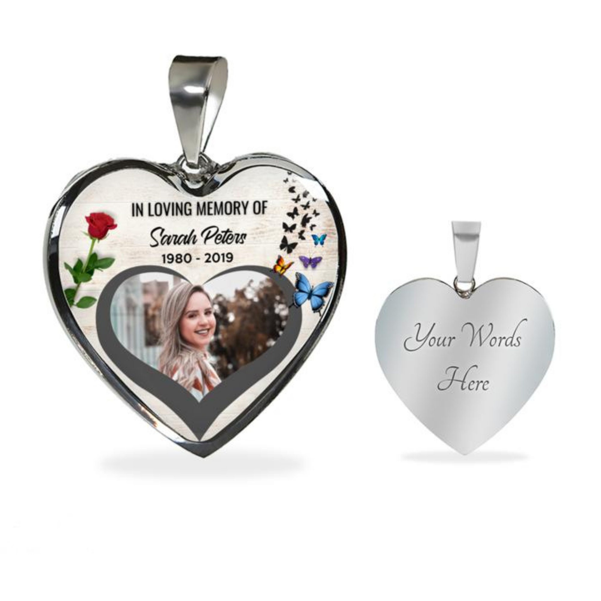 Personalized Memorial Necklace, Photo Memorial Necklace, in Loving ...