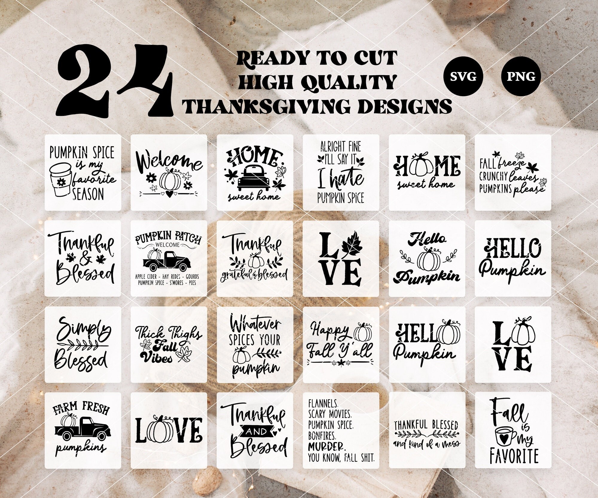 Fall Bundle Svg Thanksgiving Bundle SVG Autumn Thanksgiving - Etsy