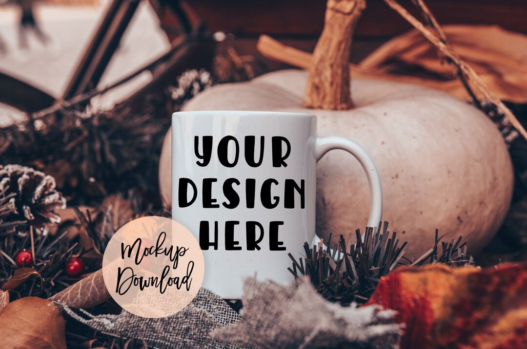 Mug Mockup, Fall and Thanksgiving Mug Mock-up. White Mug Mockup, Mug ...