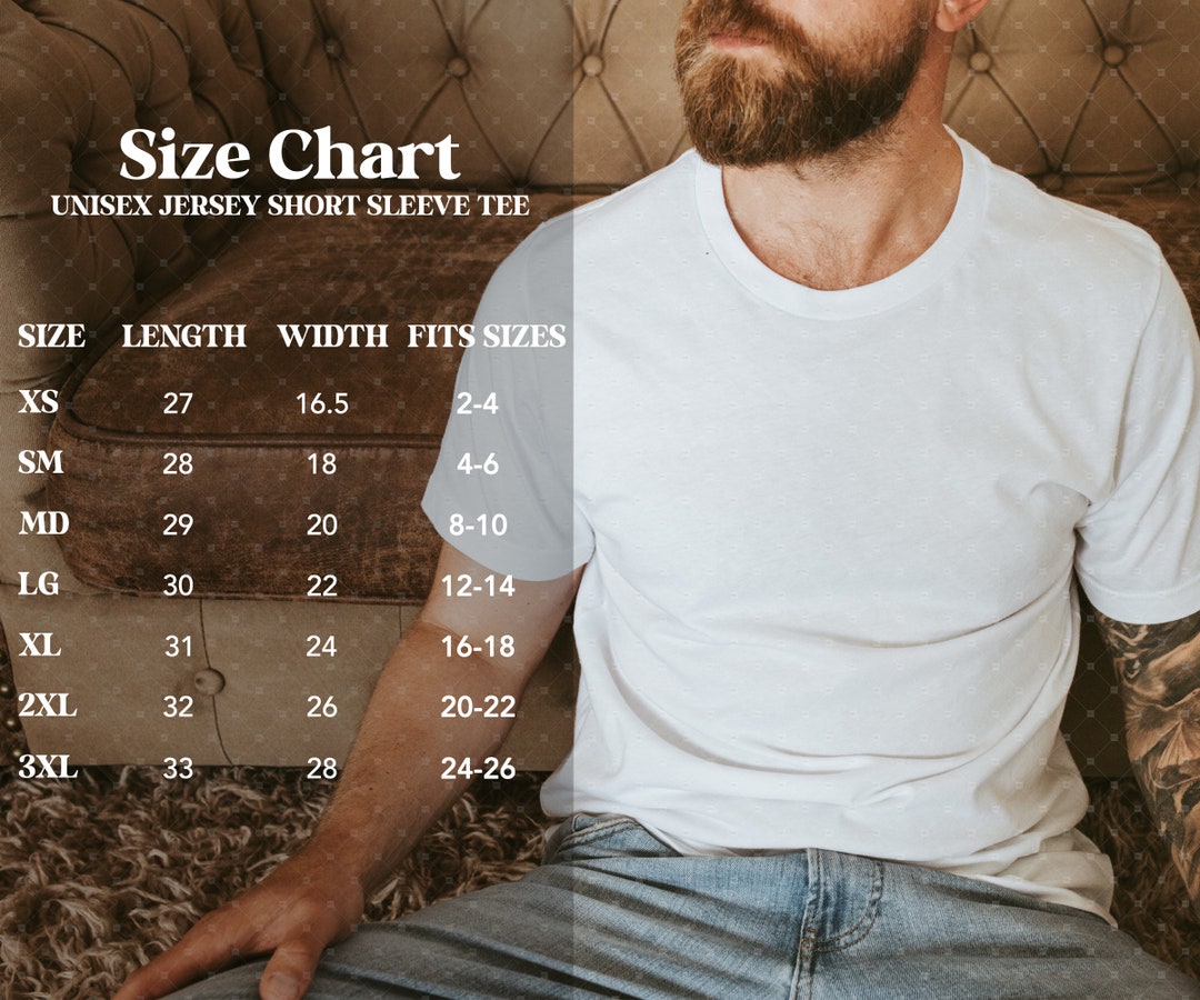 Bella Canvas 3001 Size Chart, Man Size Chart, Bella and Canvas ...
