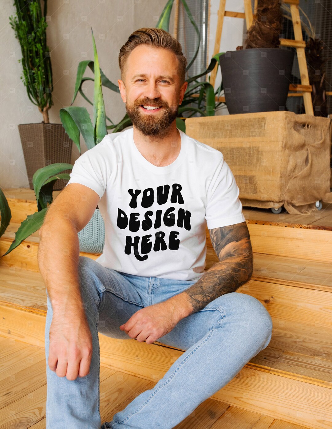 Bella Canvas 3001 White Mockup, Male Tshirt Mock Up, 3001 Model Mockup ...