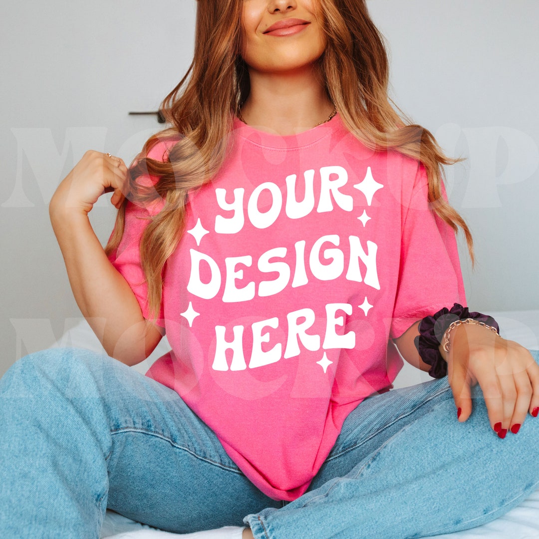 Crunchberry Comfort Colors 1717 Tshirt Mockup, Female Model Comfort ...