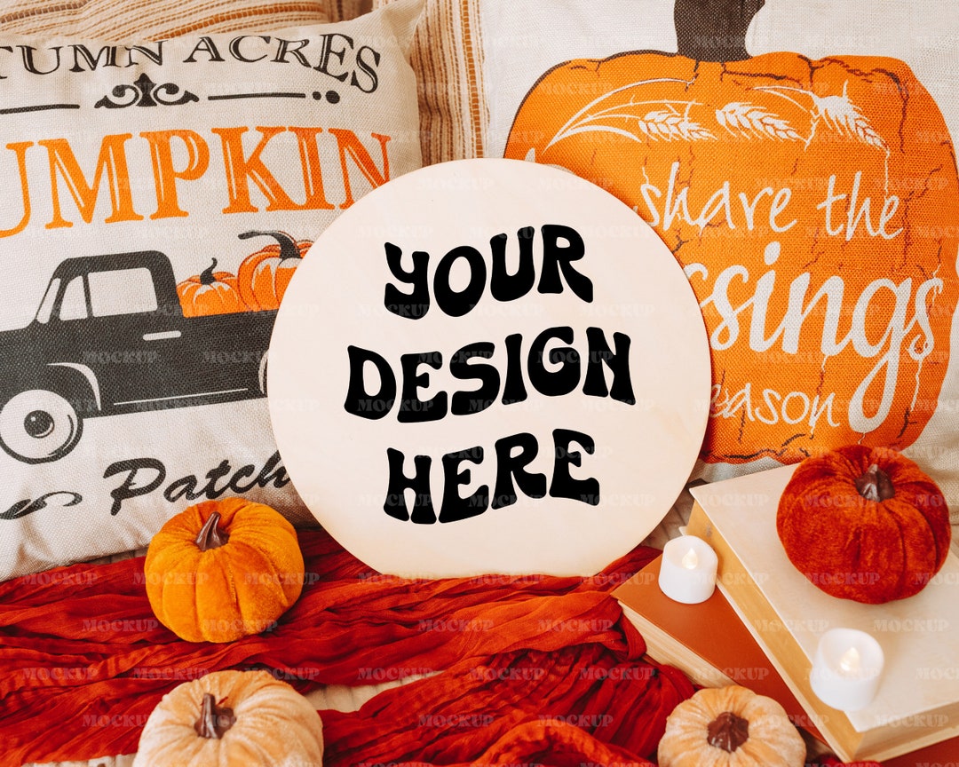 Wood Circle Mockup, Wood Disk Mockup, Thanksgiving Mockup, Product ...