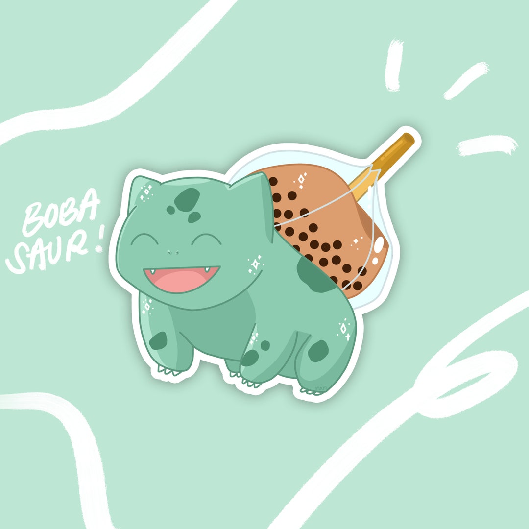 Bobasaur (boba + Bulbsaur) Vinyl Sticker, Laptop Sticker - Etsy