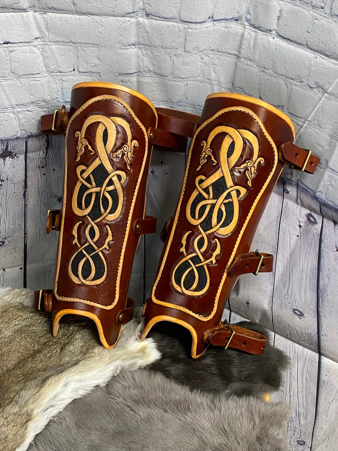 Leather Leg Shin Armor Guards Vikign/celtic Renaissance Roleplay LARP ...