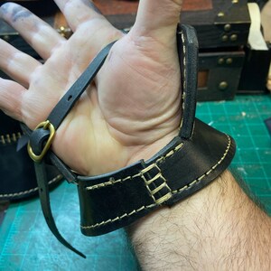 Demi Gauntlets Black Leather Hard Bridal Hand Guard Armor Renfair LARP ...