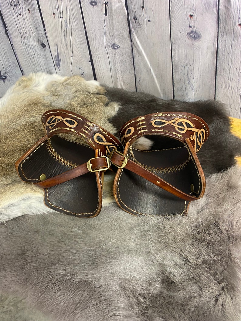 Leather Armor Demi Gauntlets Hand Guards Viking/celtic Dragon - Etsy