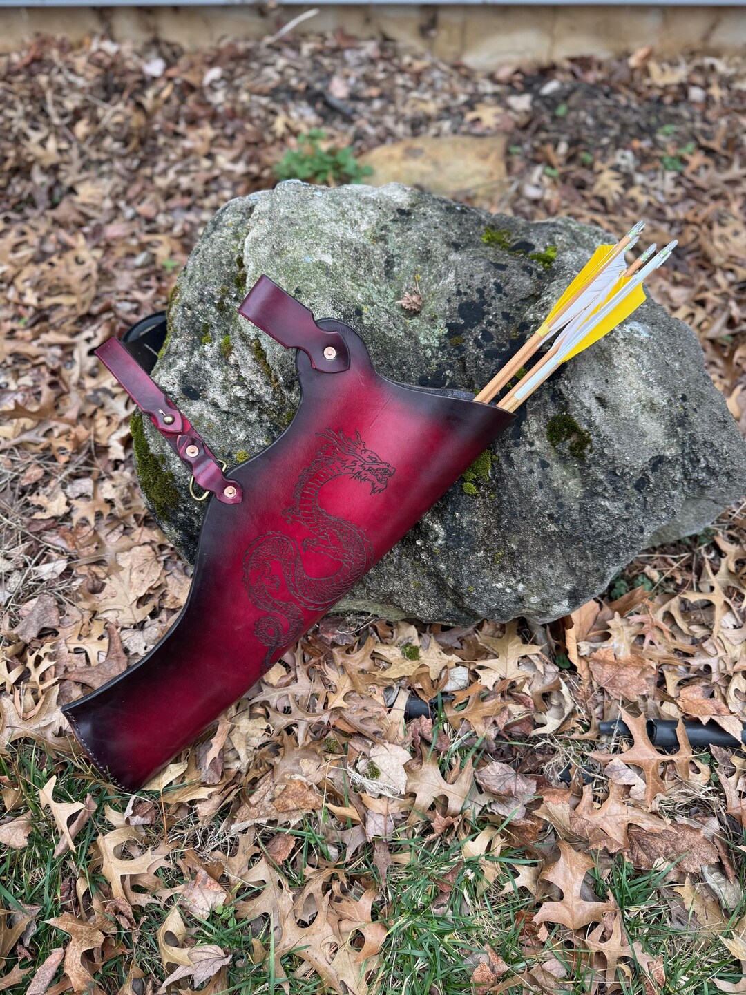 Leather Hip Quiver Chinese Dragon Dark Red Quality - Etsy