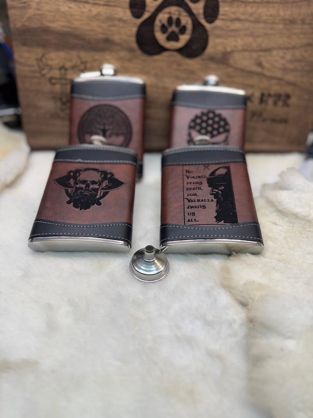Leather Wrapped 8 Oz Flask Celtic Viking Groomsmen Gift Men - Etsy