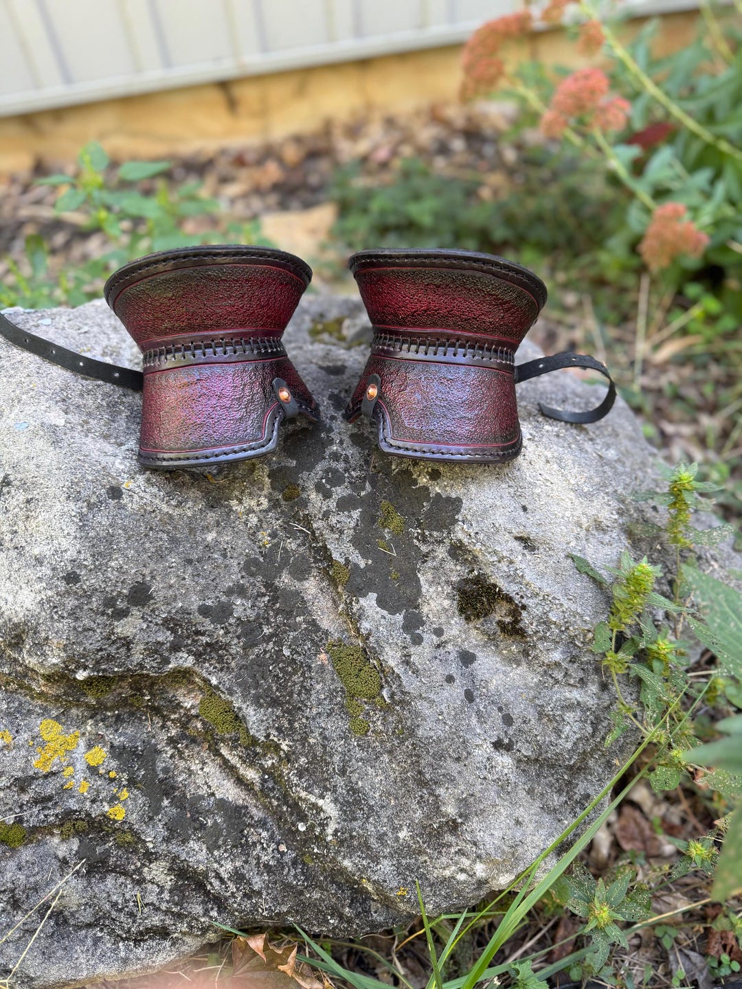Leather Demi Gauntlets Smokey Red Tooled Viking Celtic Armor - Etsy