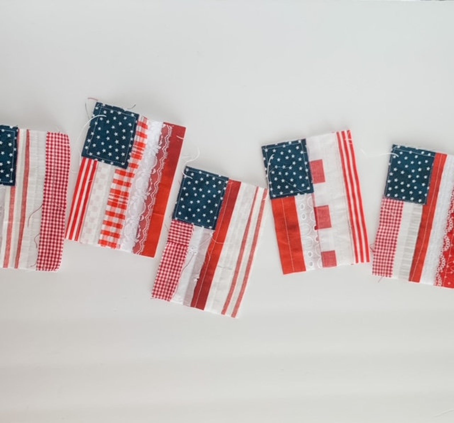 Felt and Fabric American Flag Garland Bunting Independence - Etsy