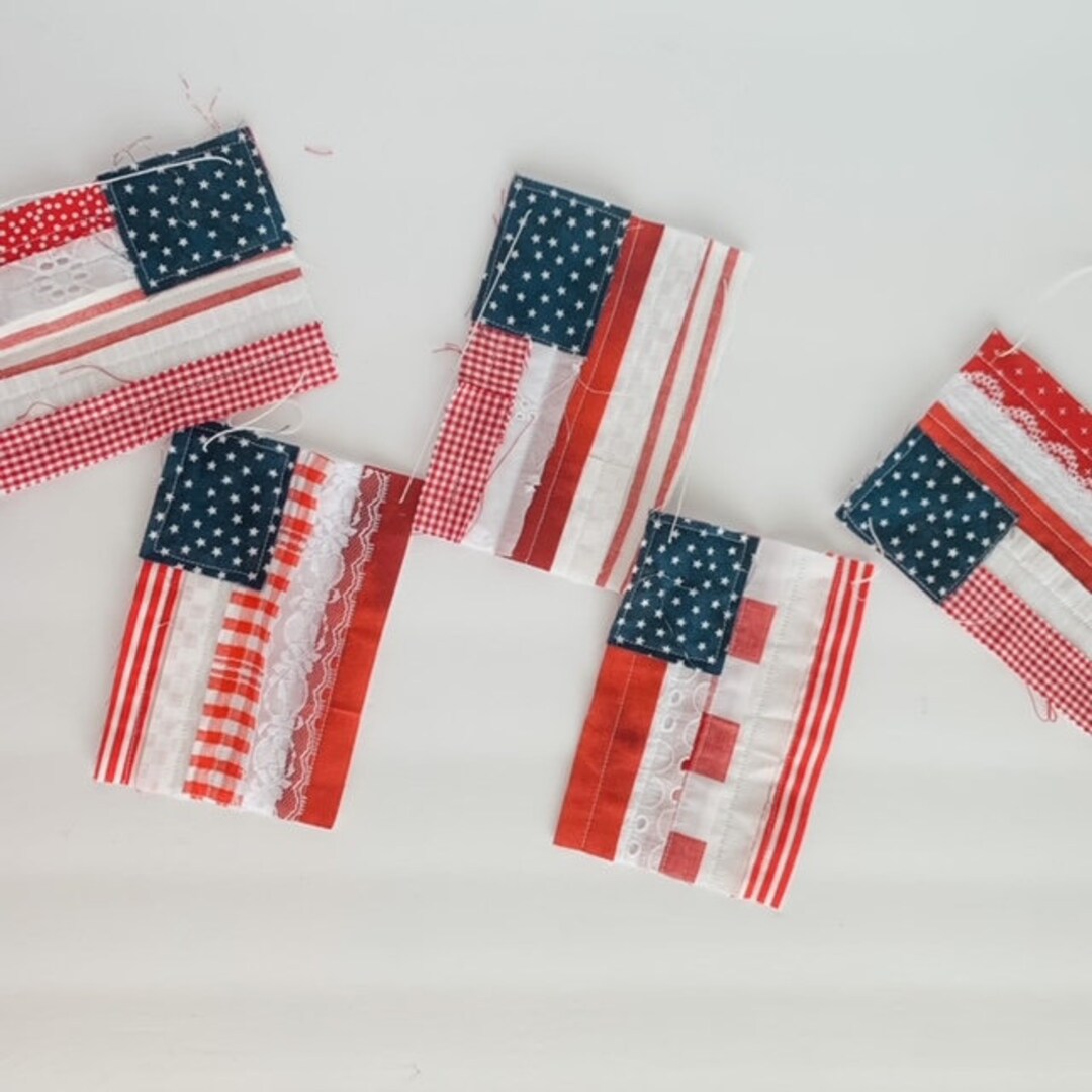 Felt and Fabric American Flag Garland Bunting - Independence Day - Etsy